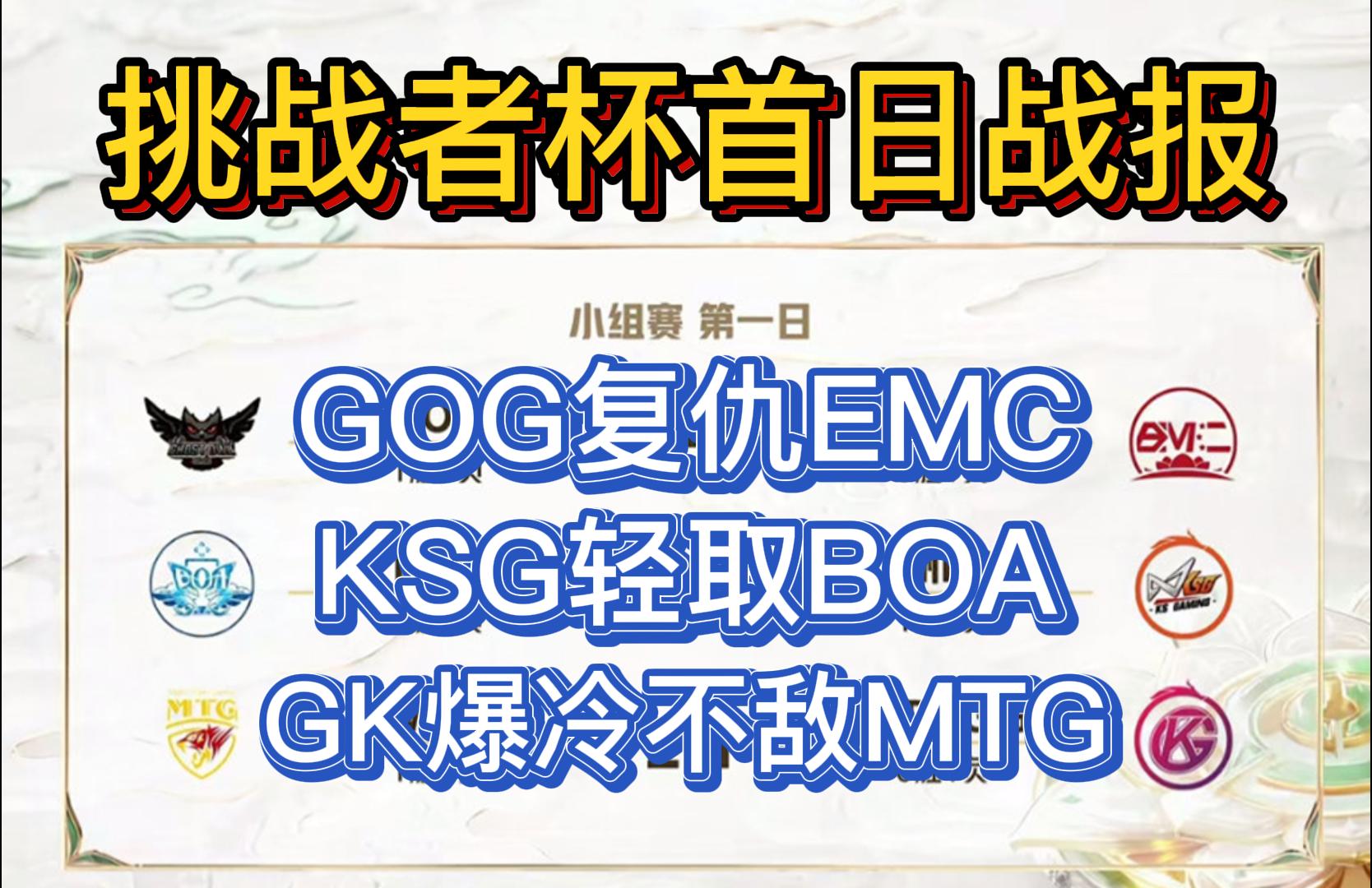挑战者杯首日战报：GOG复仇EMC，KSG轻取BOA，GK爆冷不敌MTG-小米游戏中心