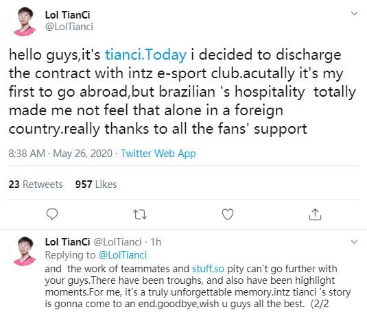 INTZ十年老粉倒了！Mayumi离队后，Tianci也解约了资讯-小米游戏中心